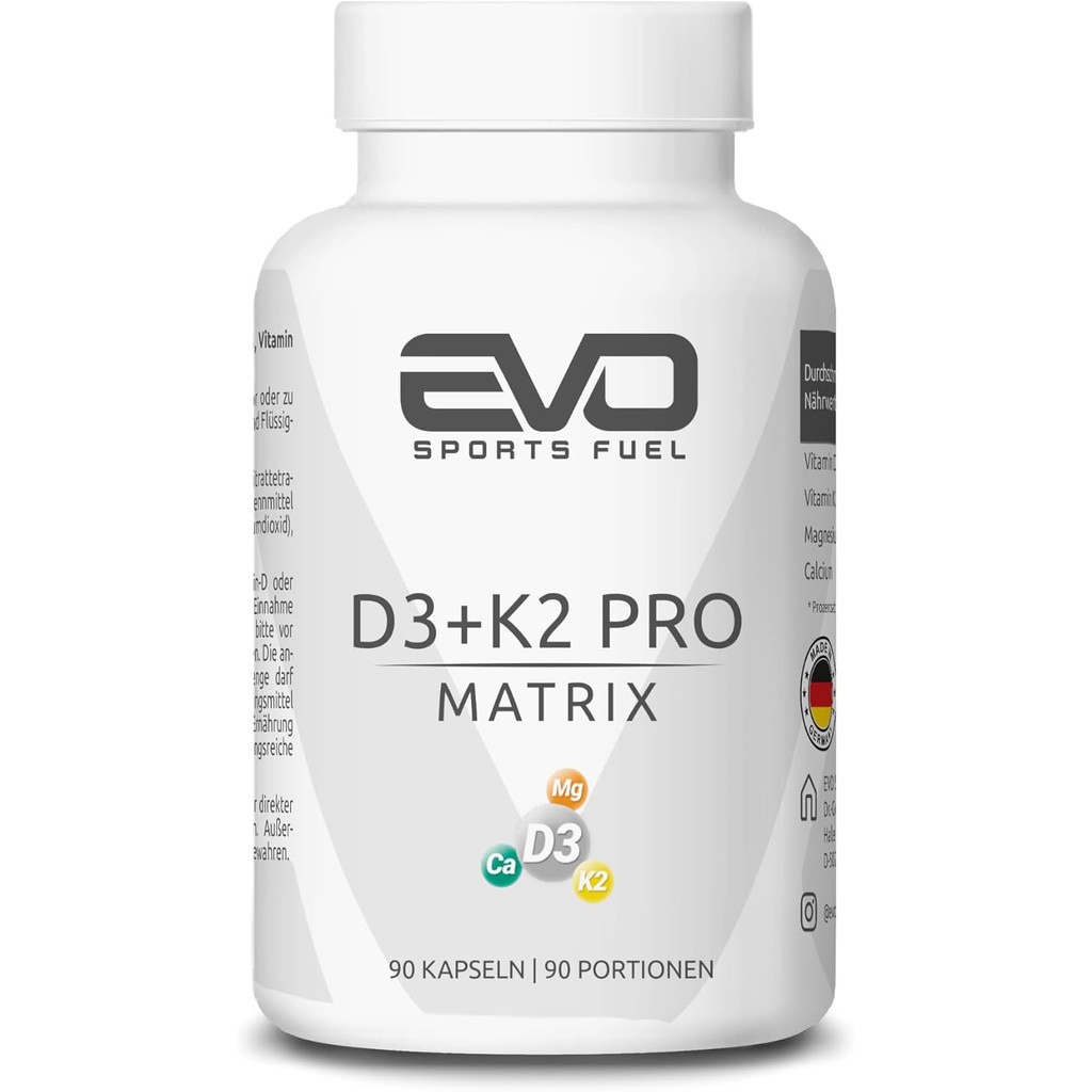 Vitamin D3 + K2 Pro Matrix - 90 High Dose Capsules - with All-Trans K2 ...