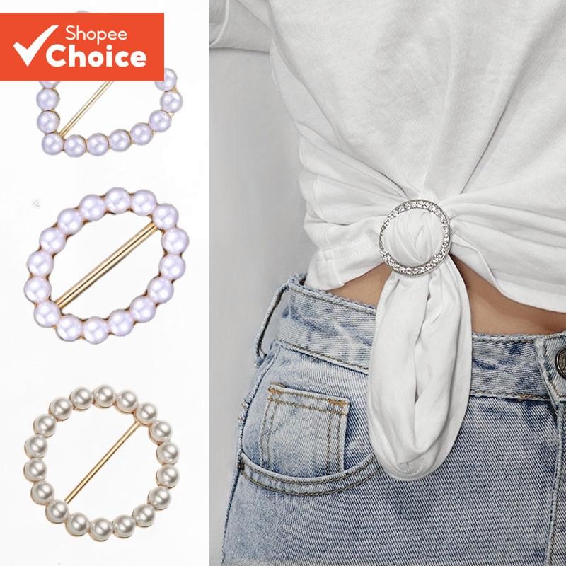 Korean Style Pearl Scarf Clip Versatile Brooch and Knot Pin for Shirts ...