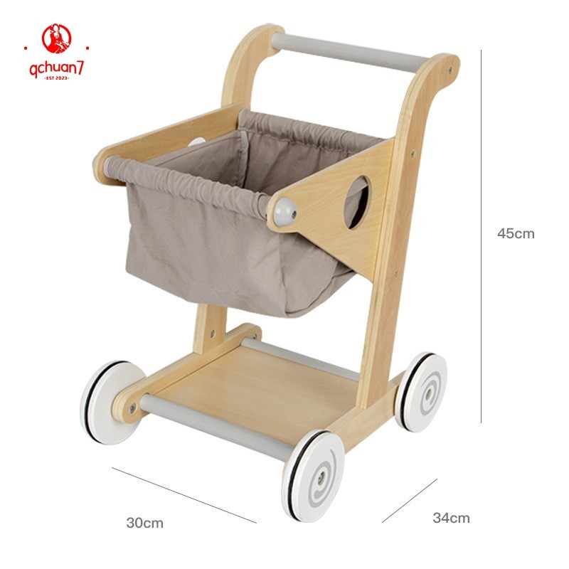 BabyBoss Kid Wooden Pull Push Shopping Cart Supermarket Trolley Mainan ...