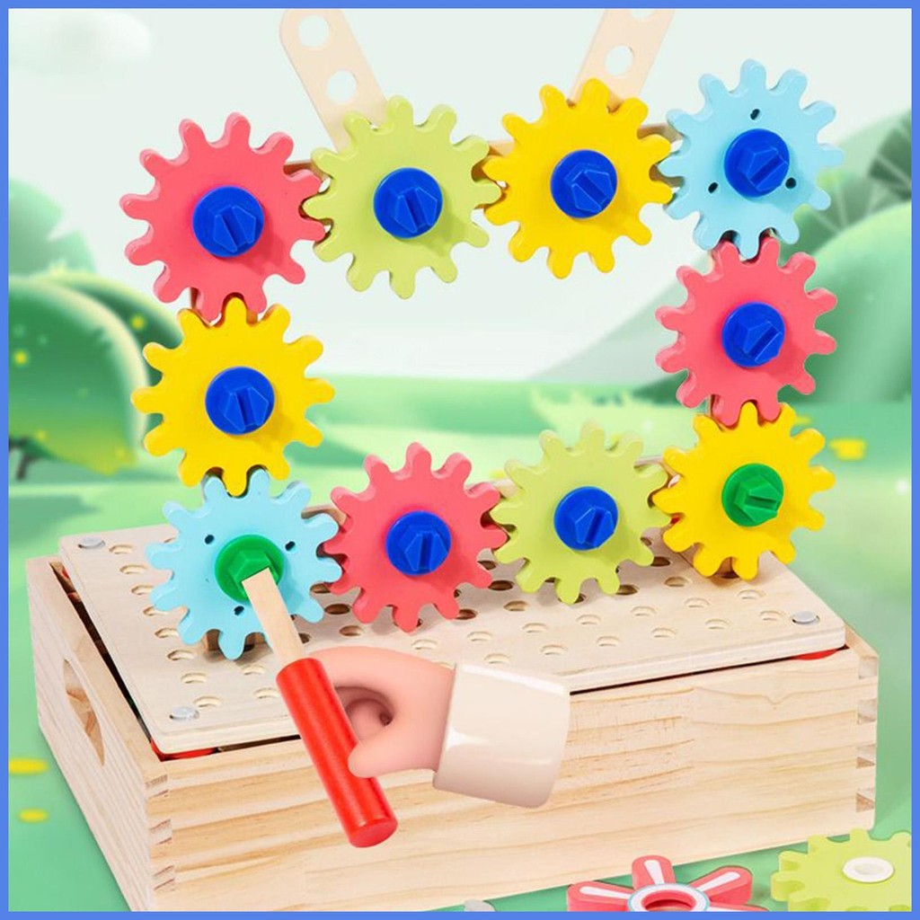 Kids Gear Puzzle Game Wooden Spinner Gear Puzzle Board Game Sensory ...