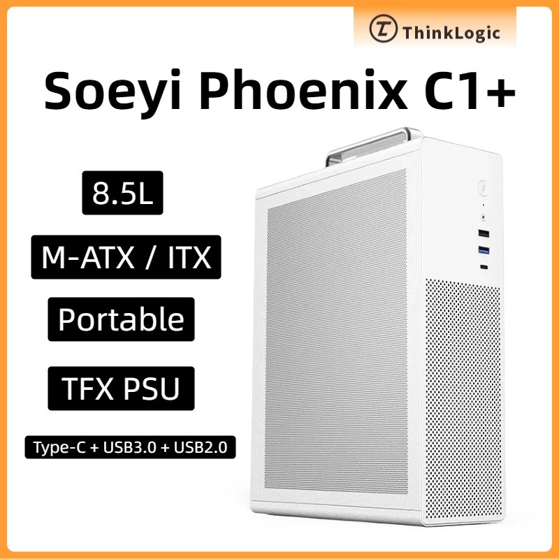 Soeyi Phoenix C1+Case Mini Computer Case MATX/ITX Desktop Case 8.5L Portable Portable TFX Power ...