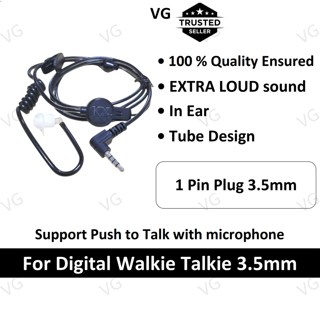 Digital Walkie talkie earpiece earphone headphone headset with PTT mic ...