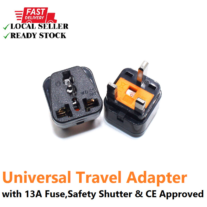 1Pcs High Quality Universal Travel Black Adapter with UK 3 Pin Plug ...