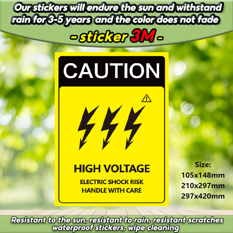 Premium Danger Caution High Voltage Hazard Sticker Waterproof Vinyl ...