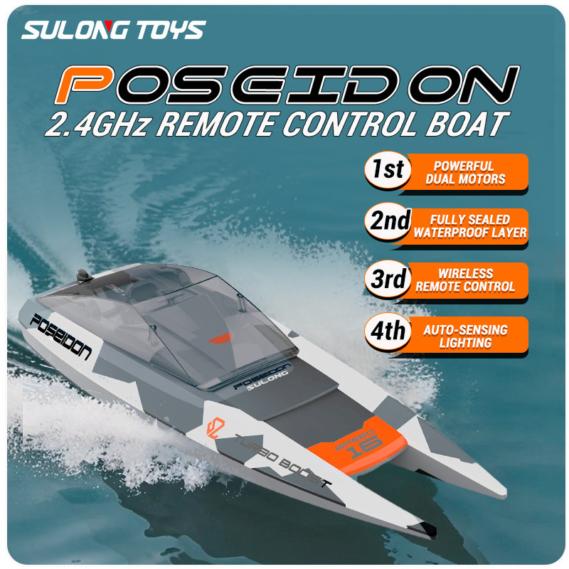 30Km/h Racing RC Boat Dual Motor High Speed Speedboat 2.4G Radio Remote ...