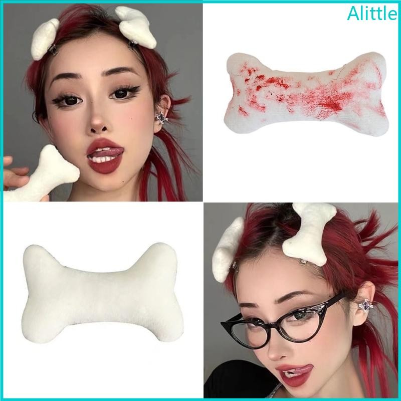 Alia Dog Bone Alligator Hair Clips Plush Bone Hair Barrettes Halloween ...