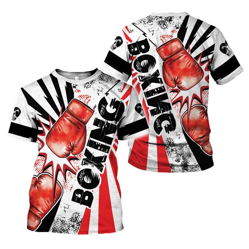 Boxing Gloves Graphic T-shirt Men Sports 3D Printed Boxing Tee Shirts ...