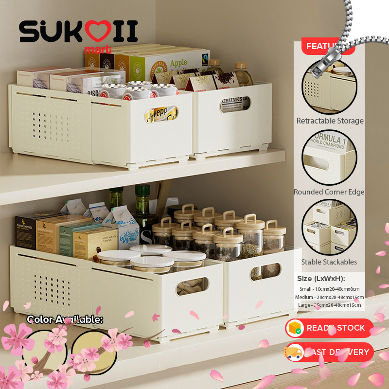 SKOI Retractable Cabinet Storage Box Pull Out Kitchen Desktop Snack ...