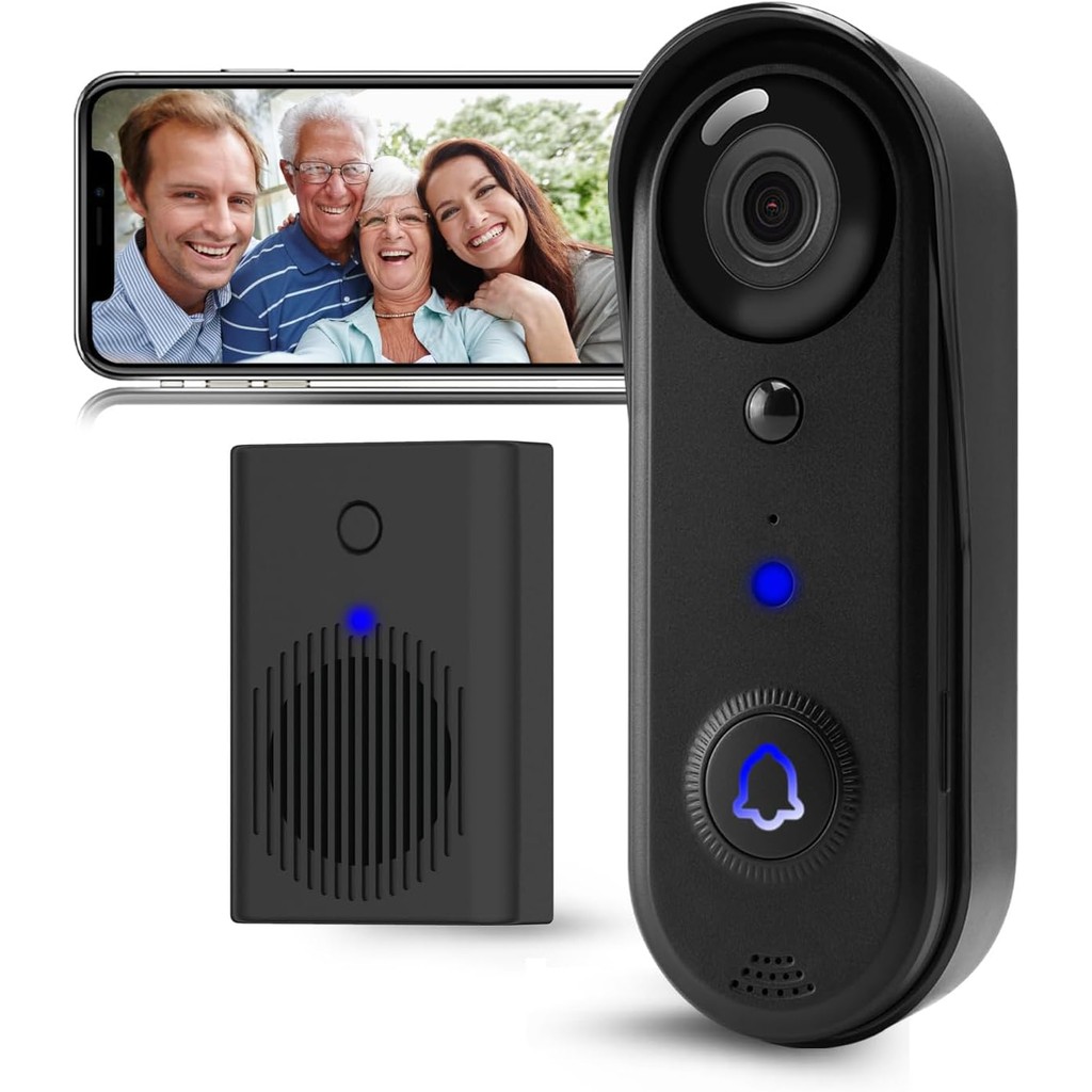 HD Video Doorbell Wireless, 2.4Ghz WiFi Doorbell Camera Indoor Chime ...