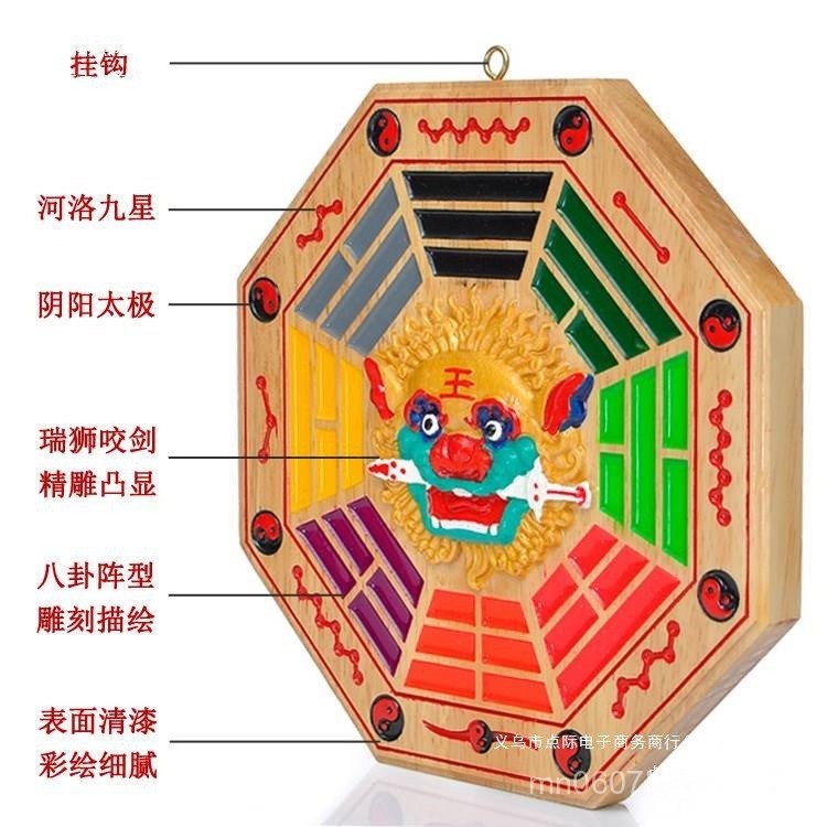 Pendant Gossip Mirror Balcony Bite Carving Peach Wood Painted Tiger ...