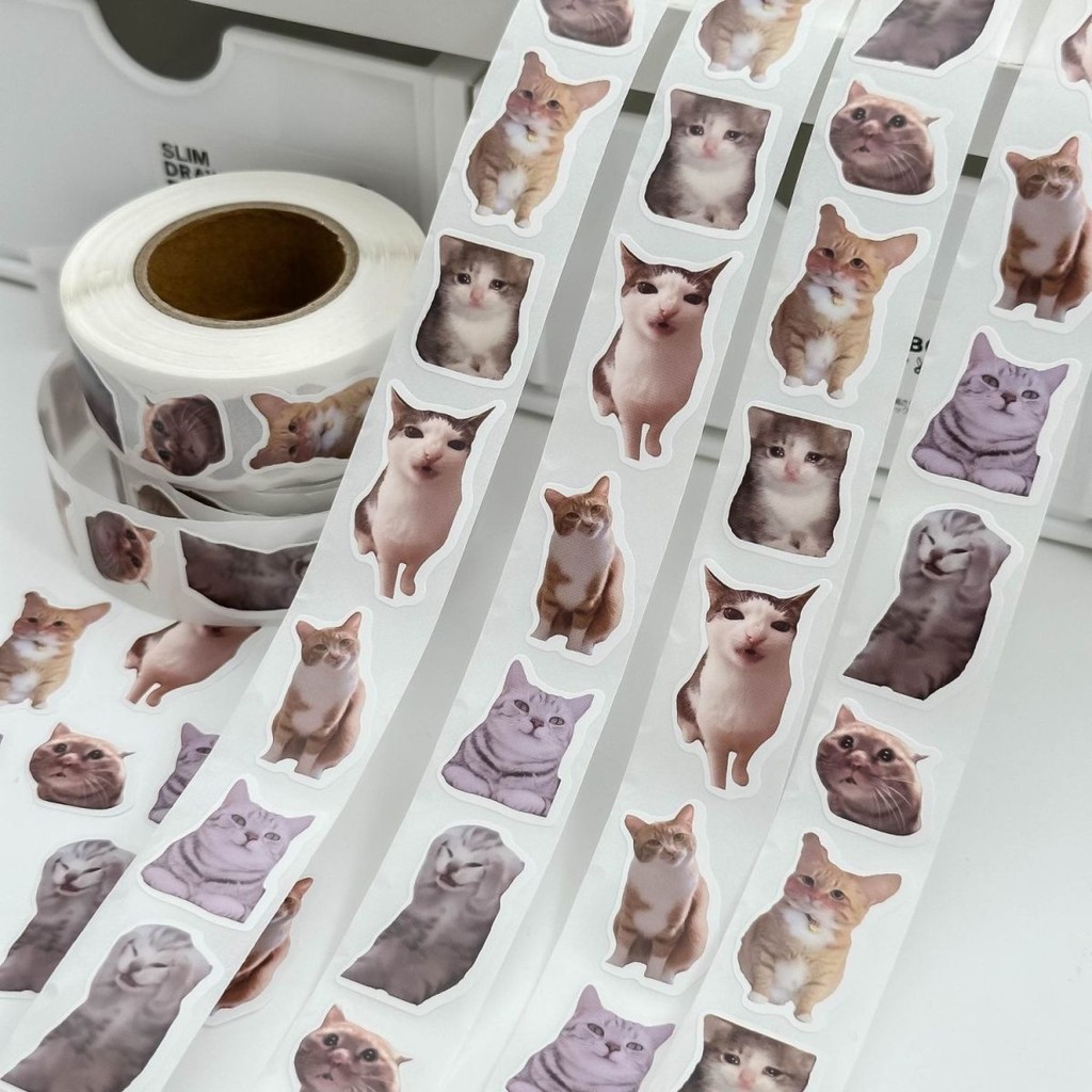 [500 Stickers] meme Cat Cat Roll Stickers Emoticon Sealing Tape ...