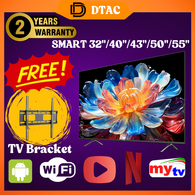 Televisyen 32/40/43/50/55 DTac TV Smart LED Murah Android Netflix HDMI Android Goggle Youtube TV ...