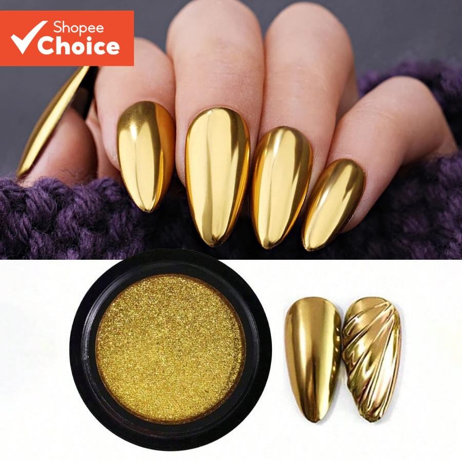 1Pc Chrome Nail Powder, Nail Art Mirror Glitter Effect Highly Pigmented ...