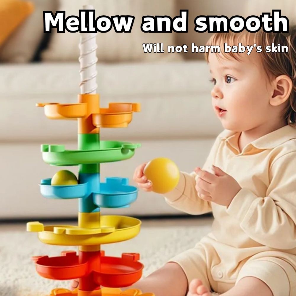 6 Layer Fun Rolling Slide Ball Kids Track Stacking Tower Rotating Track ...