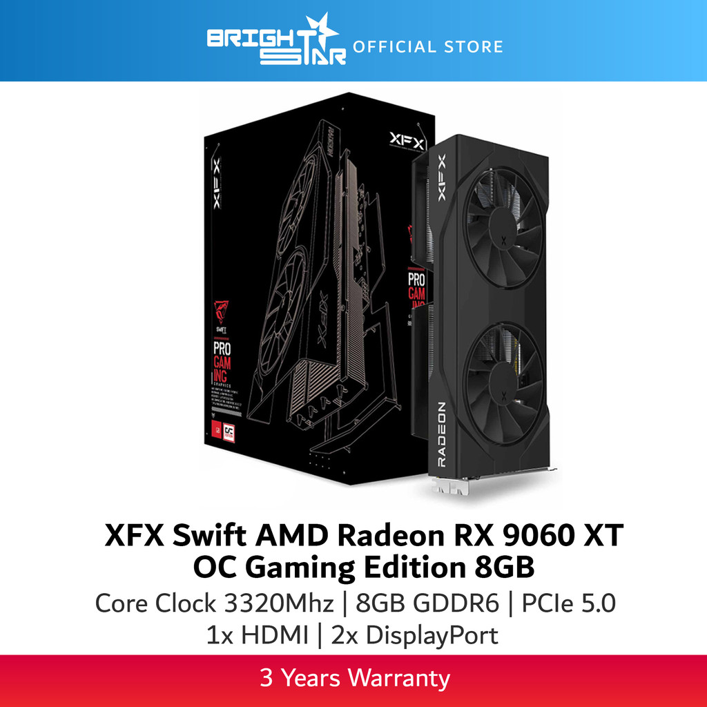 XFX Swift AMD Radeon RX 9060 XT OC Gaming Edition 8GB Graphics Card ...