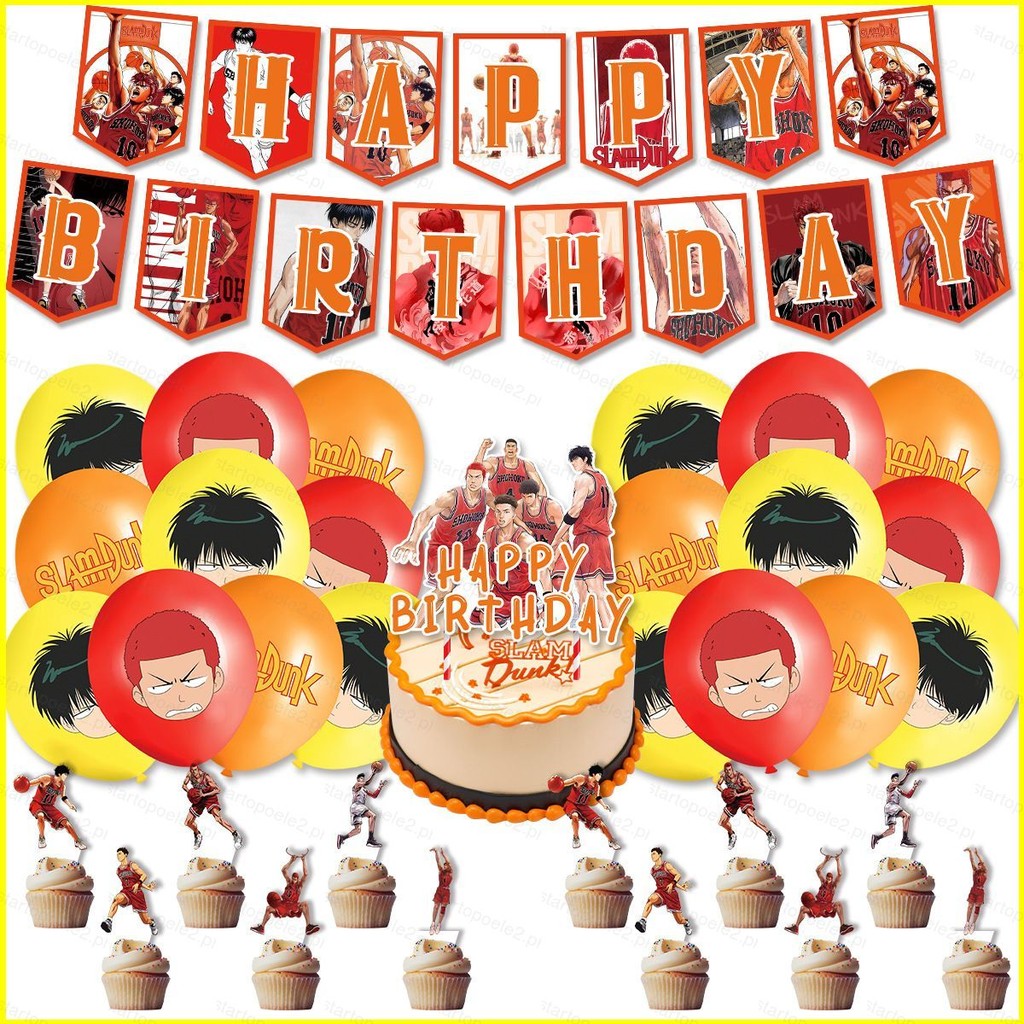 ST2 SLAM DUNK Theme kids birthday party decorations banner cake topper ...