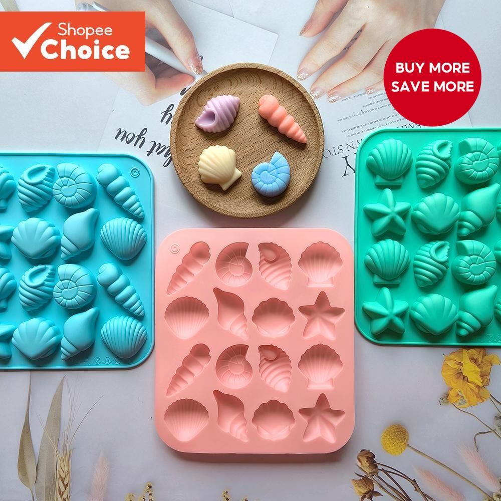 1pc 16 Holes 8 Different Shapes Starfish Shell Molds Silicone Chocolate ...