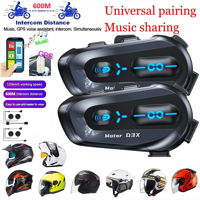 600M Motorcycle helmet Bluetooth 5.4 Intercom headset,For 6 Riders ...