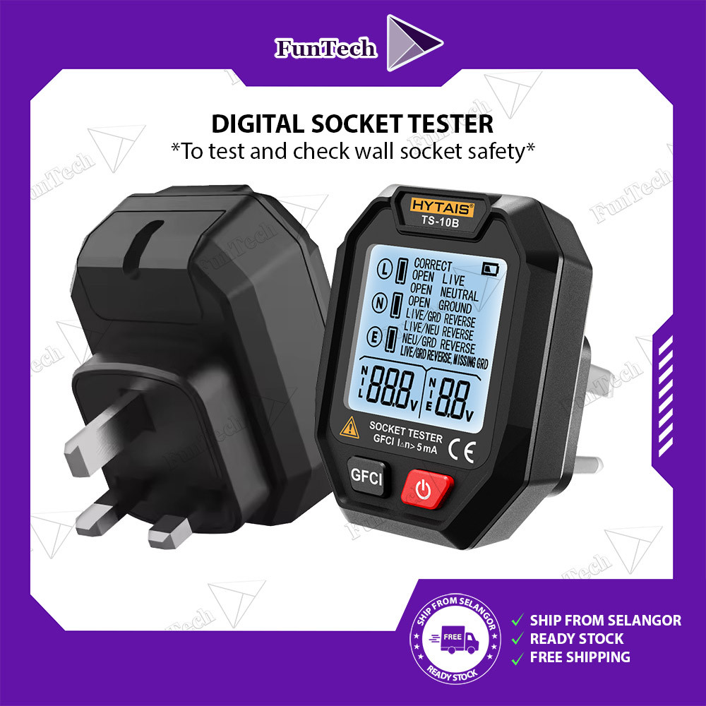 FunTech Digital Socket Tester TS-10B Voltage Test Socket Detector UK ...
