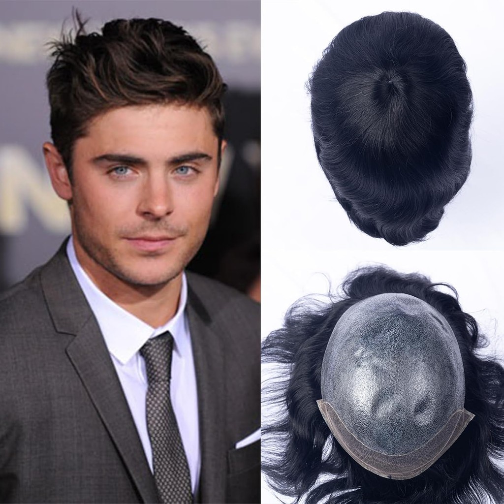 Prosa Toupee For Men Human Hair Replacement System Men's Toupee Real ...