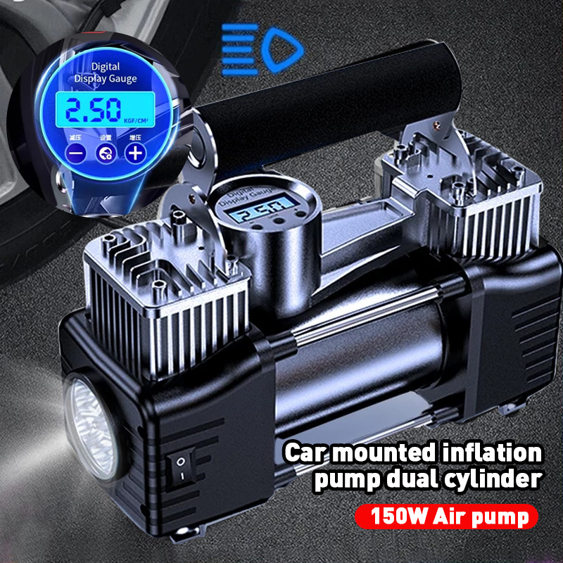 【Ready Stock】Heavy Duty Double Cylinder Portable Car Tyre Inflator Air ...