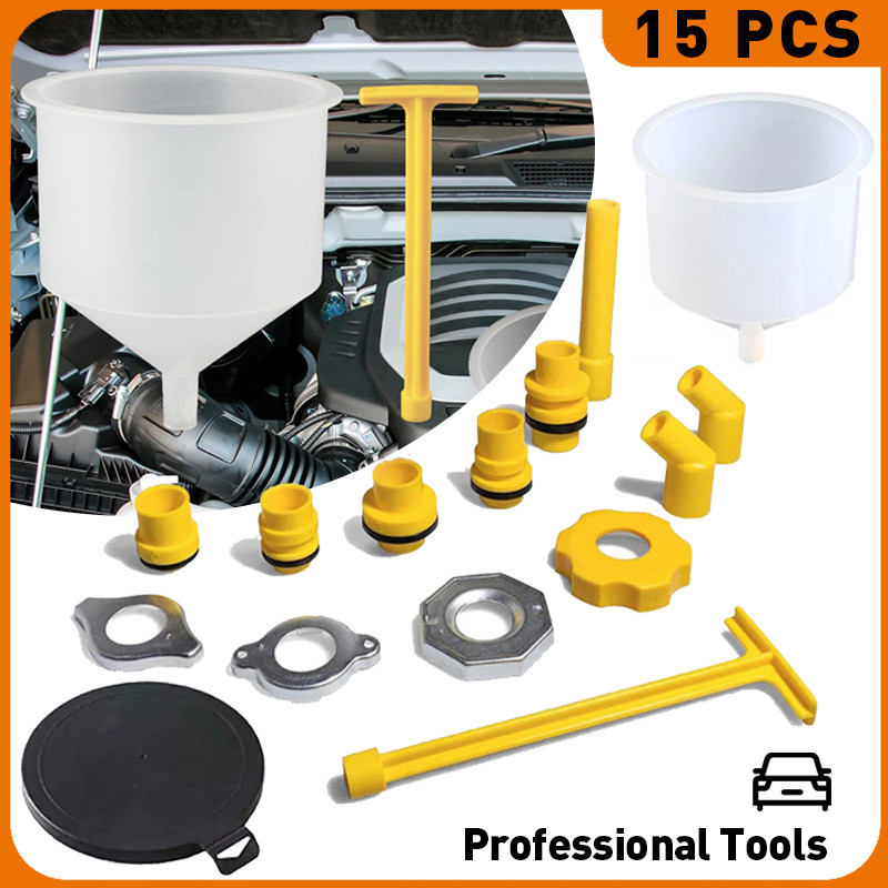 【COD】15pcs Car Radiator Coolant Filling Funnel Kit Spill Proof Car ...