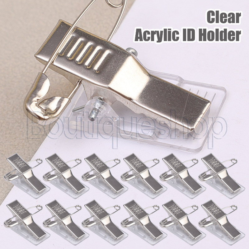 Office ID Badge Holder Clip | Transparent PVC + Metal Double Hole ...