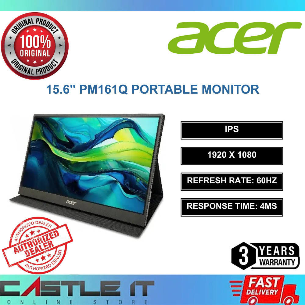Acer PM161Q Portable Monitor 15.6" IPS HD 60Hz Mini HDMI USB Ultra Slim ...