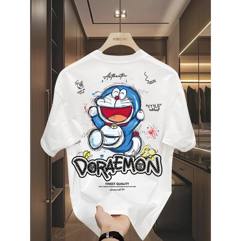 newCotton loose round neck T-shirt! High quality Doraemon prints ...