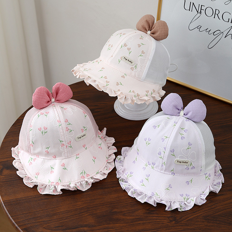 Baby Hat Thin Floral Sun Hat Female Baby Western Style Bucket Hat out ...