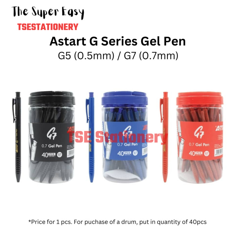Astar G Series Retractable Gel Pen G5 0.5mm G7 0.7mm Pen Dakwat Basah ...