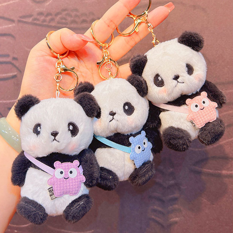Panda Plush Keychain Cute Cartoon Keyring Couple Bag Accesssory Kids ...