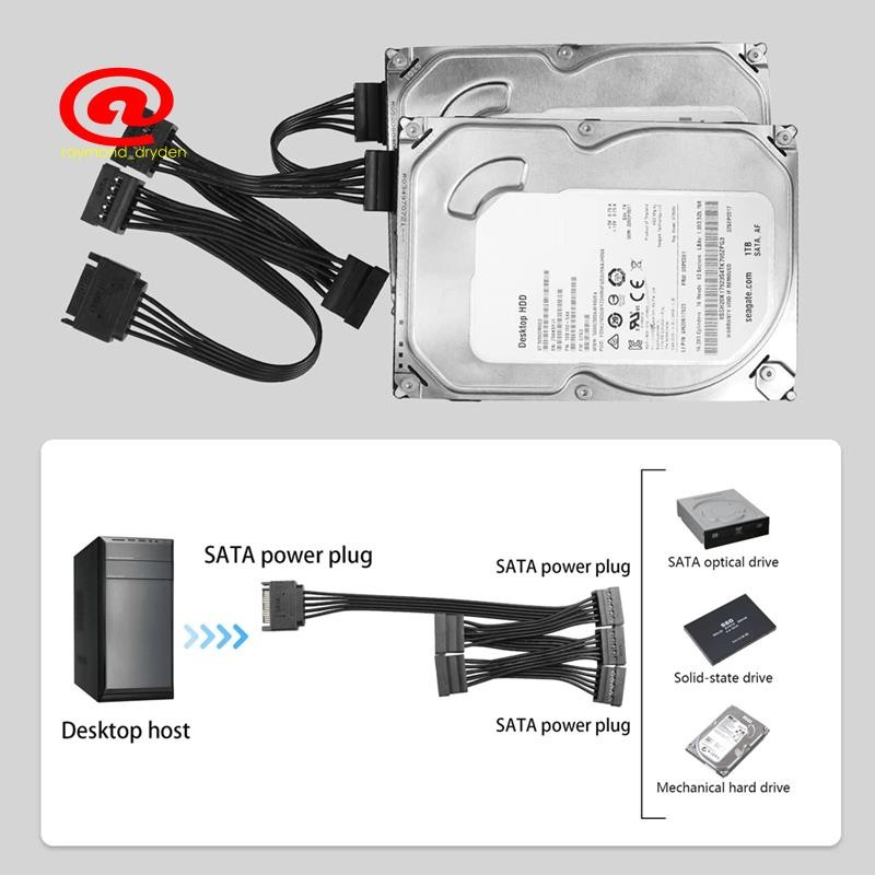 15 Pin Sata Power Splitter 1 To5 Hard Drive HDD SSD Power Supply Cable ...