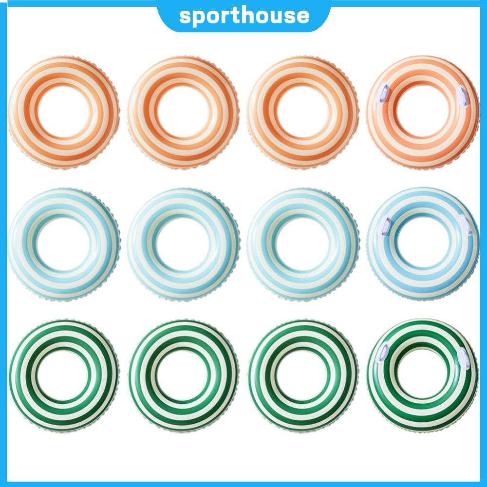 Inflatable Swim Ring Striped Pool Rings Leakproof Blow Up Swim Tube ...