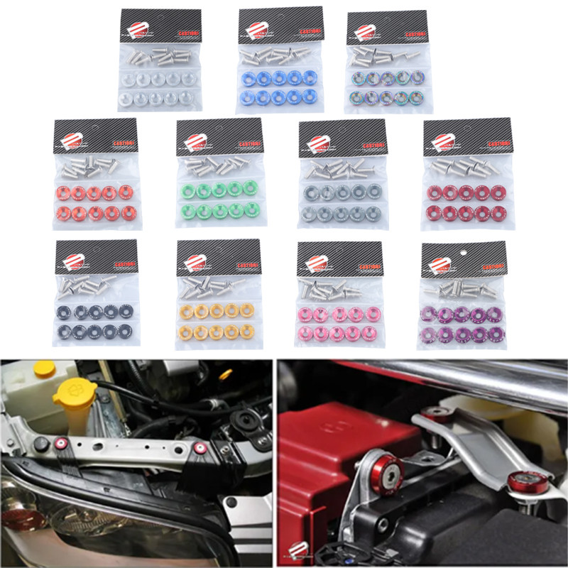 10pcs Car Modified Hex Fasteners Fender Washer Bumper Engine Concave ...