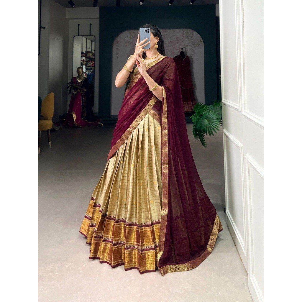 (READY STOCK) MK1215 LEHENGA (PAVADAI THAVANI) New Arrivals Silk ...