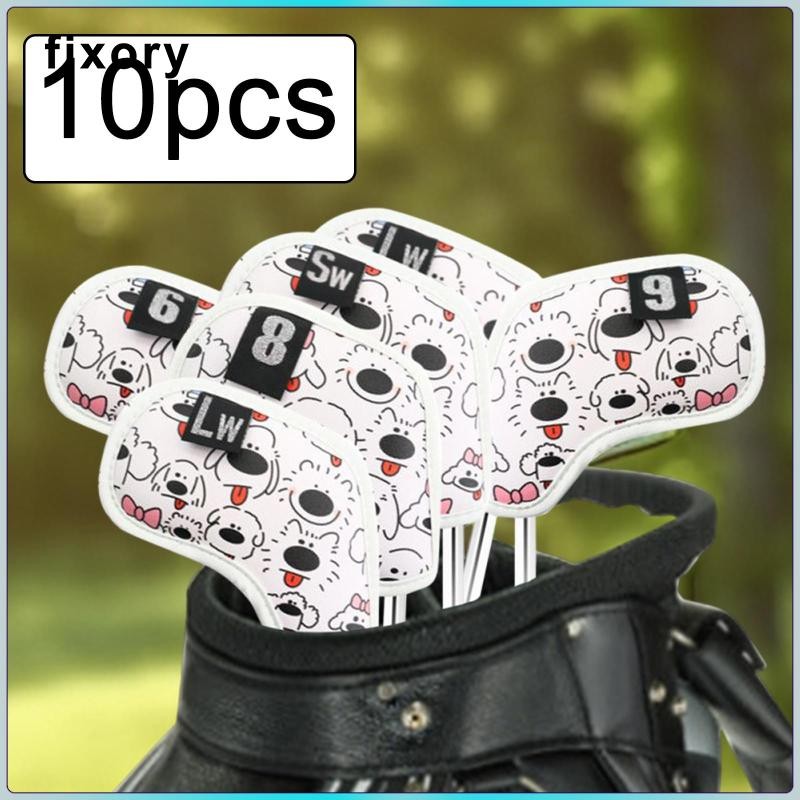 fixory 10Pcs Golf Iron Head Covers PU Club Headcover Protective Sleeve ...