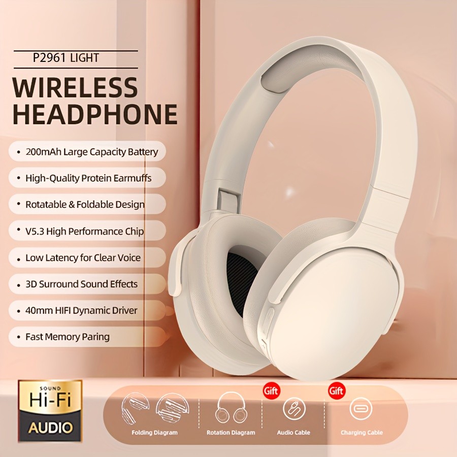 9D P2961 Gaming Headphones Bluetooth-compatible 5.1 Wireless Noise ...