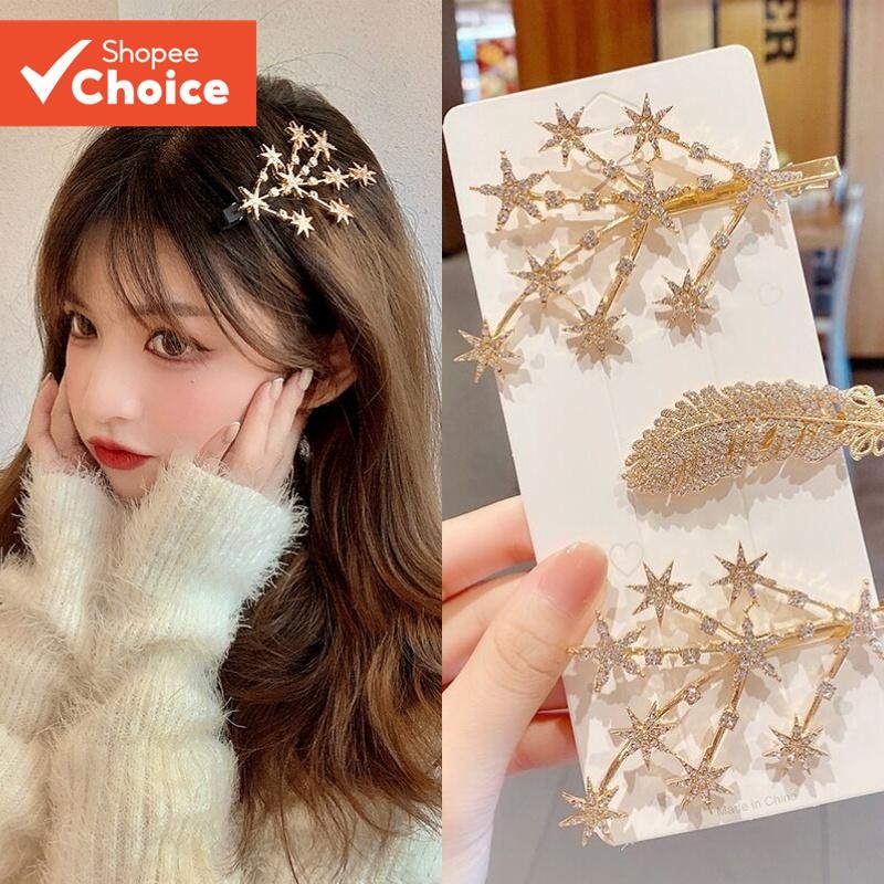 Rhinestone Star Side Hair Clips - Fashionable Sparkling Hairpins for ...