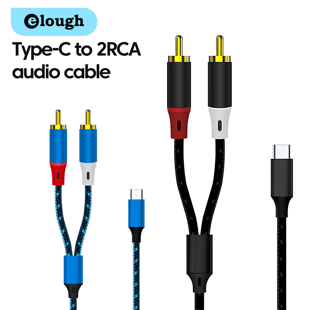 Elough USB C to 2RCA Male Jack Plug Adapter Type-C to RCA Male to Male ...