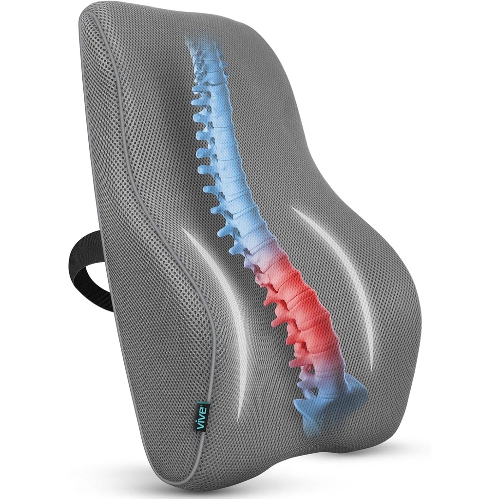 Vive Full Lumbar Cushion - Memory Foam Contour Support for Lower Back ...