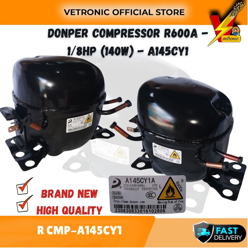 [READY STOCK] Donper A145CY1 Compressor | R600a 1/8HP 140W Eco-Friendly | Mini Fridge/Skincare ...