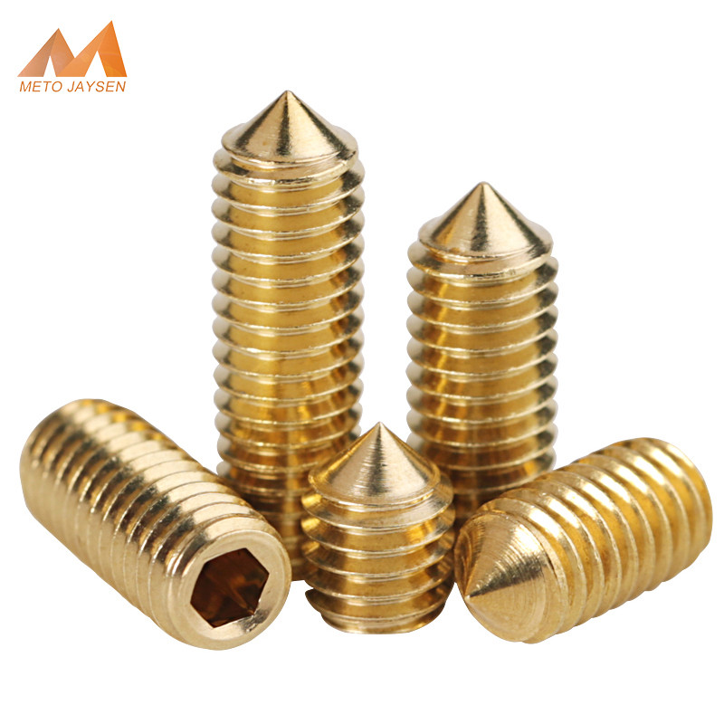 M3 M4 M5 M6 Brass Set Screw with Cone Point Headless Hex Socket Grub ...