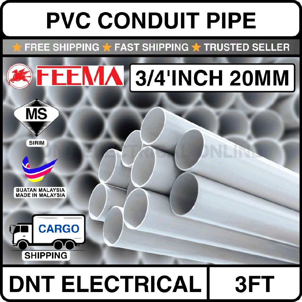 (3 FEET) 20mm 3/4Inch PVC Conduit Pipe - Paip Pvc Putih | PVC Pipe Paip ...
