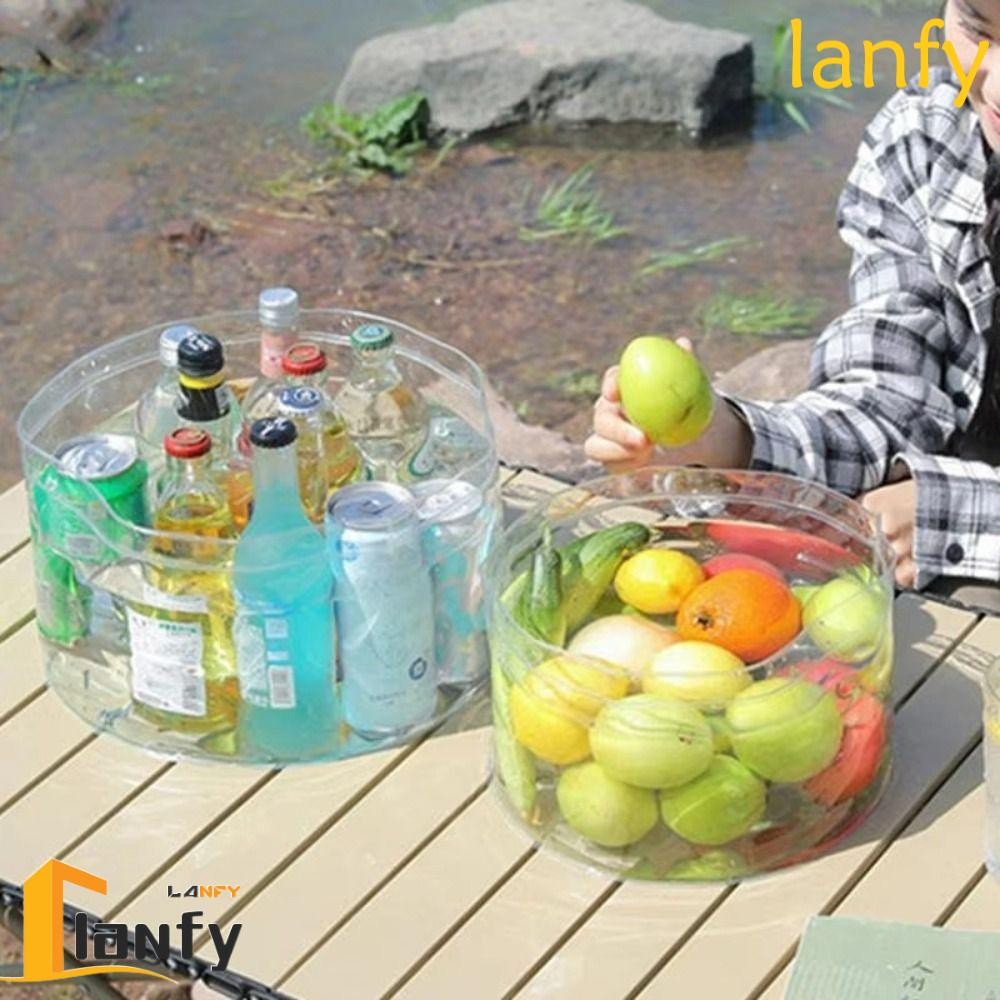 LANFY 4Pcs Outdoor Folding Water Basins, Clear Portable Transparent Ice ...