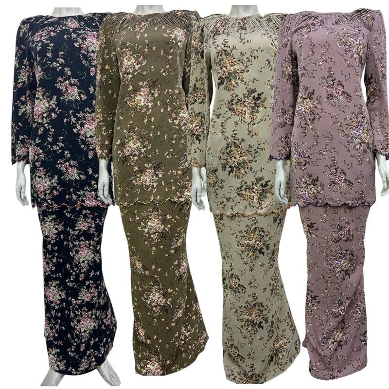 L00193 Kurung Moden Design Pleated Floral Sulam Dan Kain Duyung Acut ...