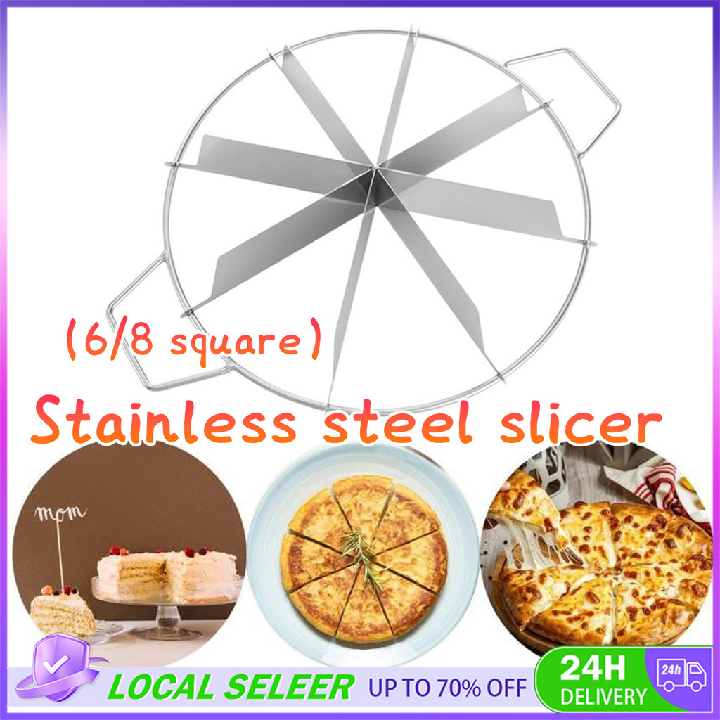 6/8-Slice Pizza Slicer Stainless Steel Cake Divider Pie cutter Slice ...
