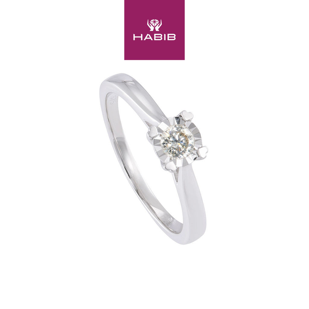 HABIB Round Diamond Ring in 375/9K White Gold 24509 | Shopee Malaysia