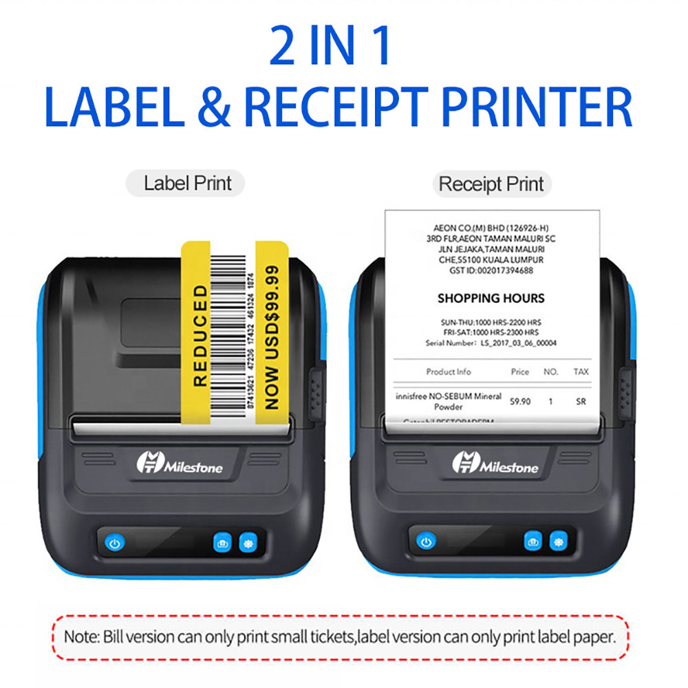 MHT-P29L Milestone Bluetooth 80mm Thermal Receipt Printer Mini Barcode ...