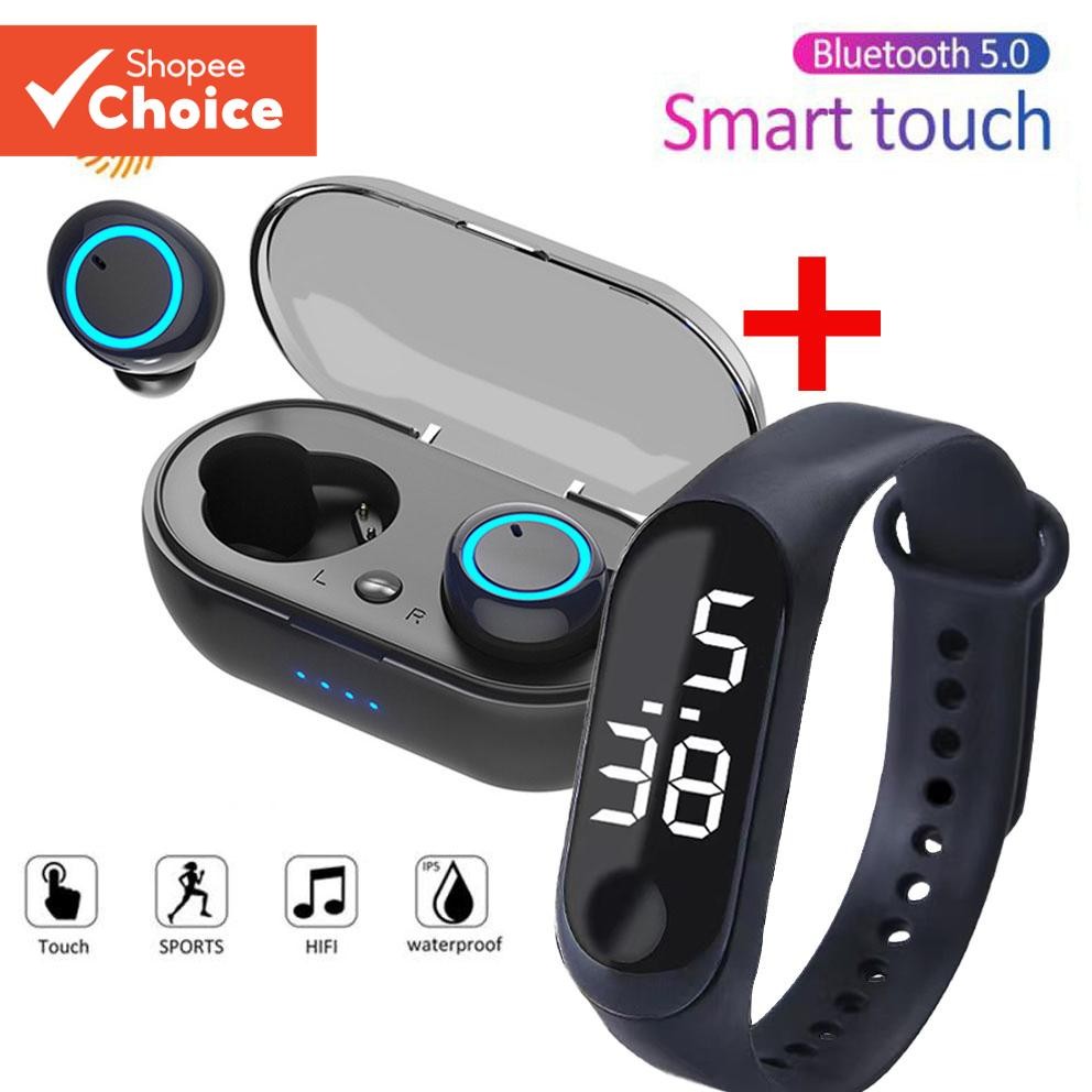 Y50 TWS 5.0 Bluetooth Earphone Wireless Headphone Stereo Headset Sport ...
